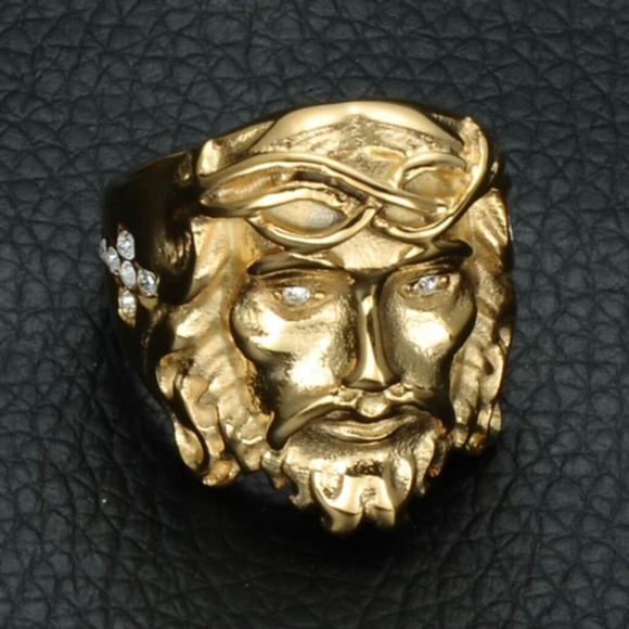Gold Diamonds | Jewelry | Jesus Face Gold Ring Diamond Jesus Ring ...